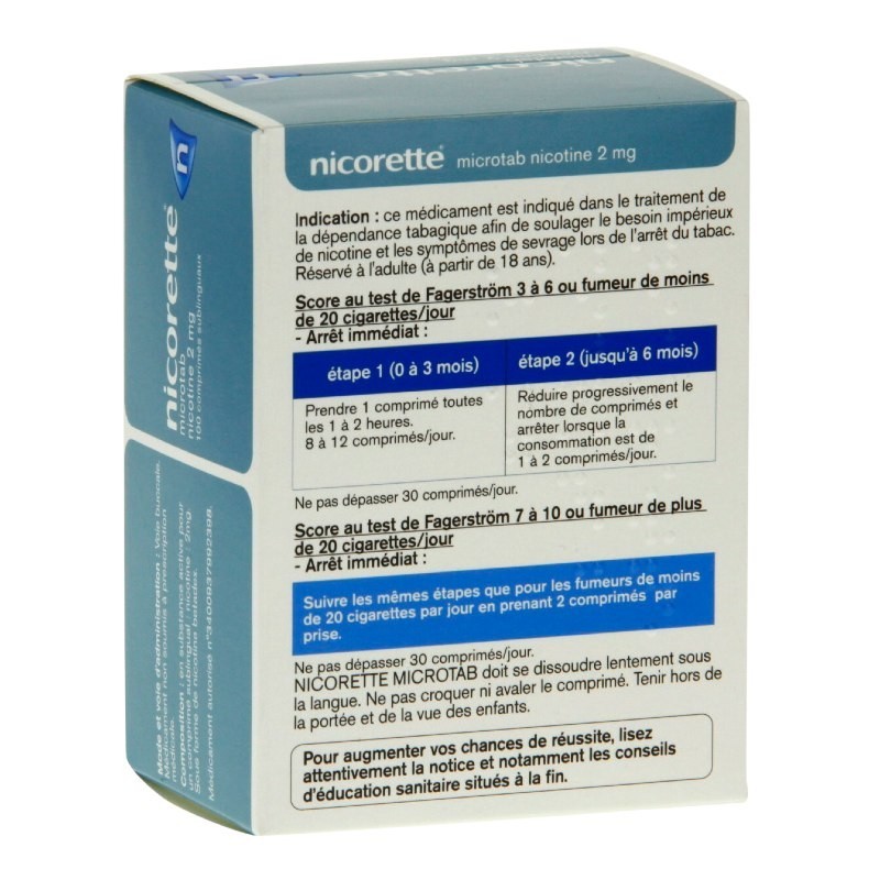 Nicorette microtab 2mg 100 compriméq sublinguaux | Izyshop